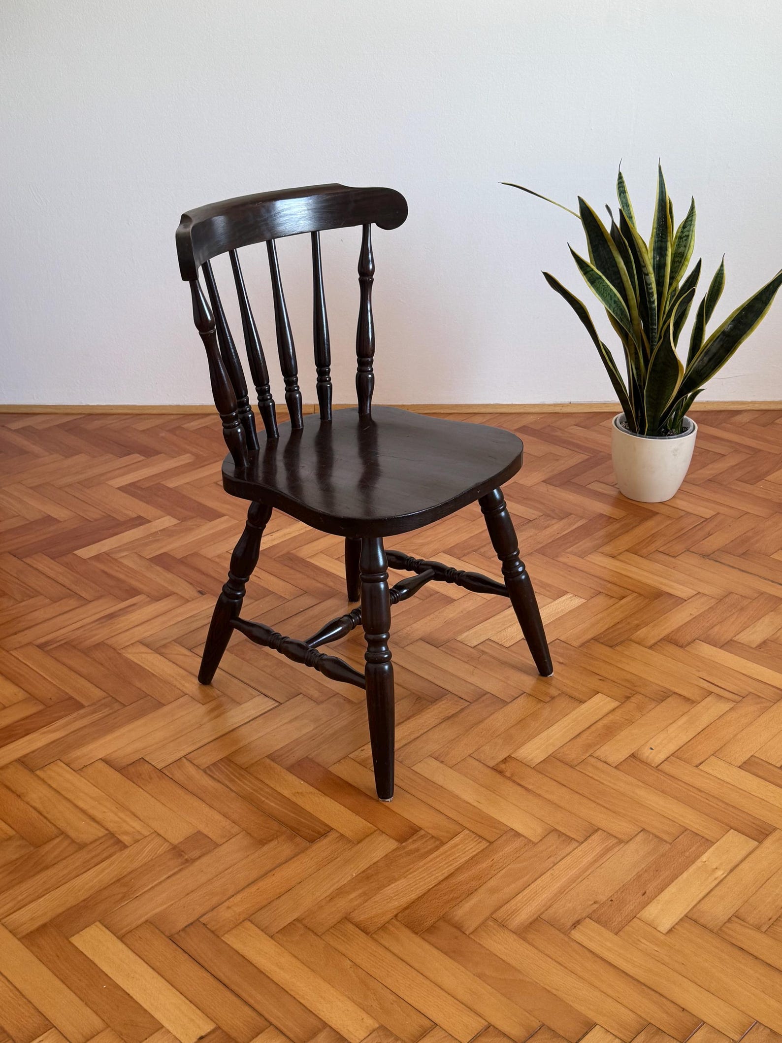 Vintage Dark Brown Wooden Dining Chair / Cottage Farmhouse Style Chair ...