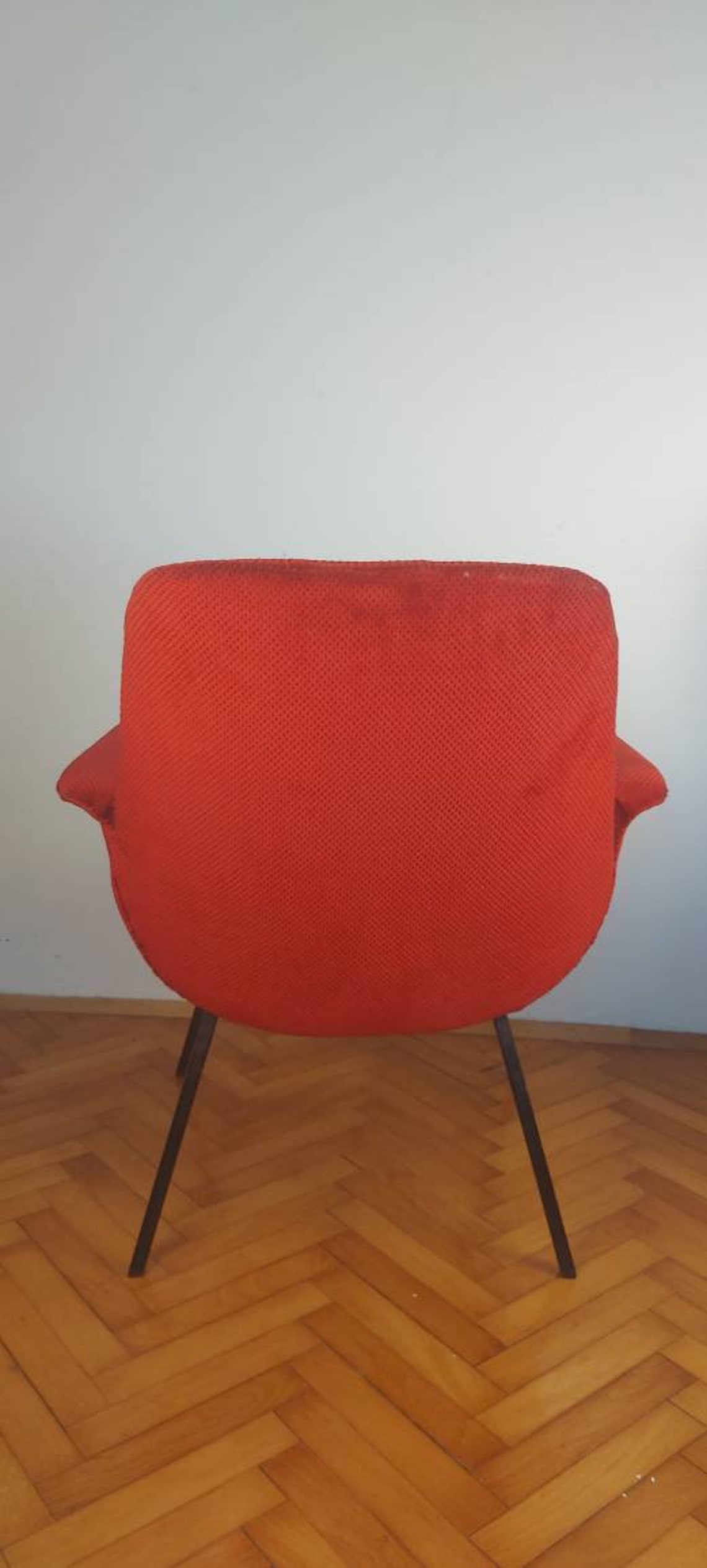 Mid Century Modern Armchair / Red Fabric / Alvin Lustig Style - Etsy