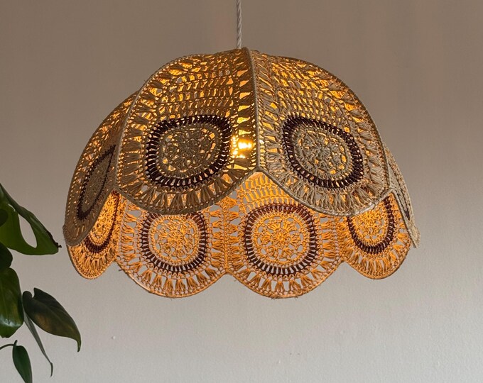 Vintage Rope Pendant Light / Handmade Ceiling Light / Mid Century ...