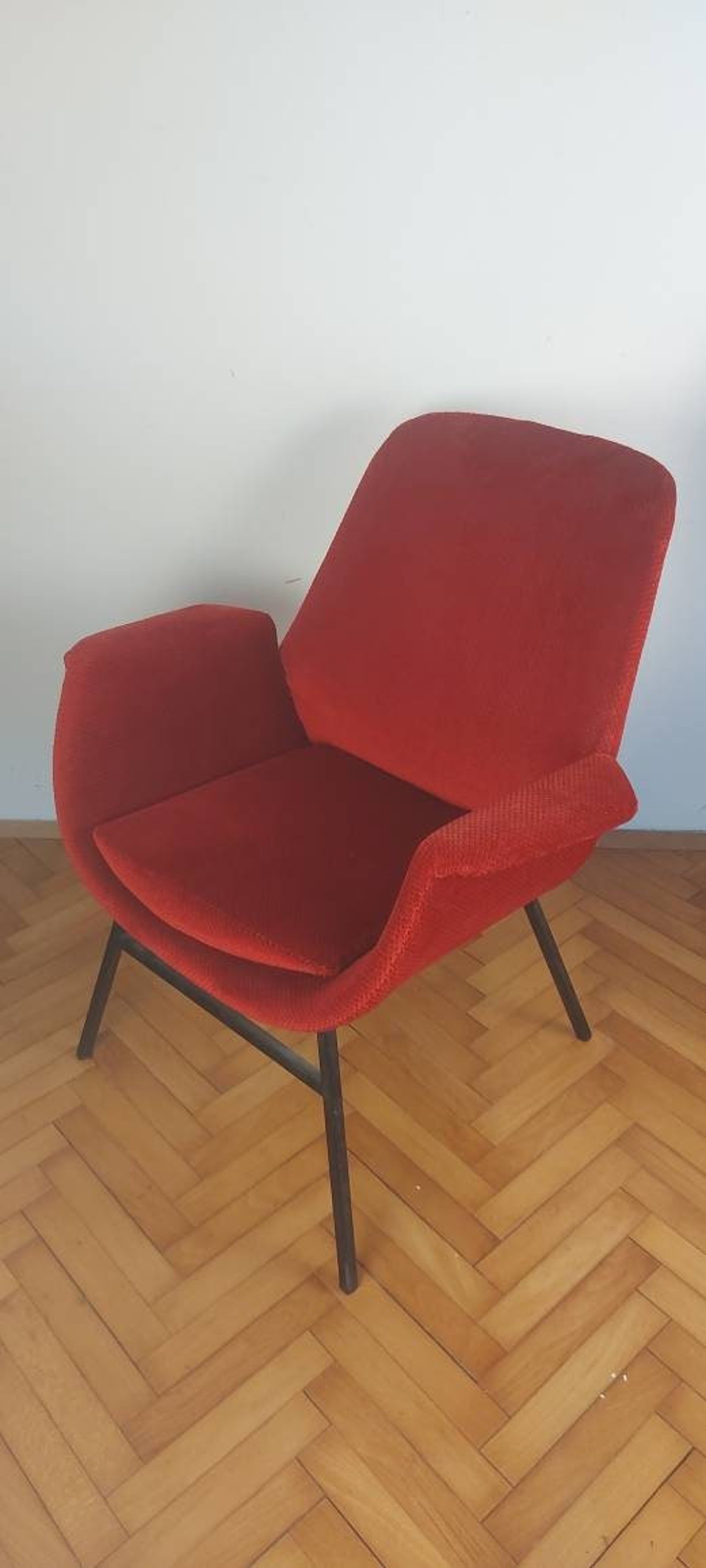 Mid Century Modern Armchair / Red Fabric / Alvin Lustig Style - Etsy