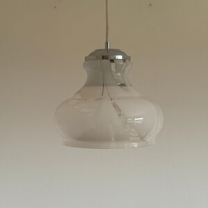Mid-century Italian Glass Ceiling Light / White Glass / Vintage Pendant ...