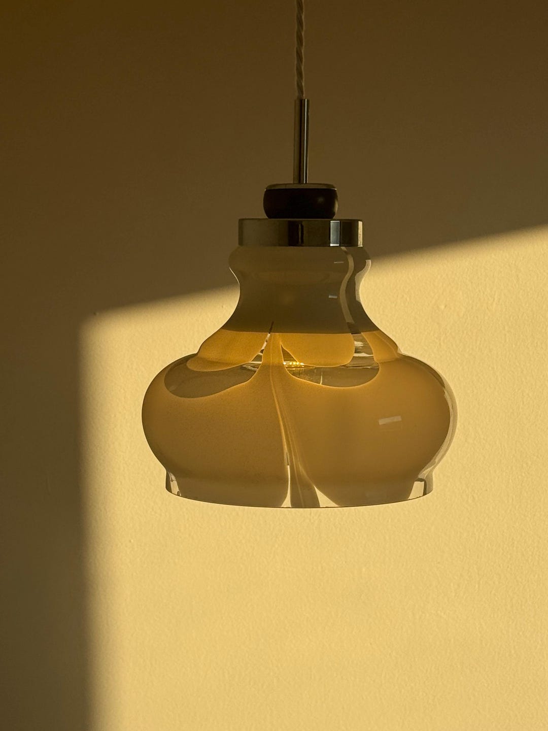 Mid-century Italian Glass Ceiling Light / Vintage Pendant Lamp / Retro ...