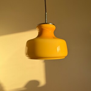 Yellow Glass Vintage Pendant Lamp / Mid-century Ceiling Light / Retro ...