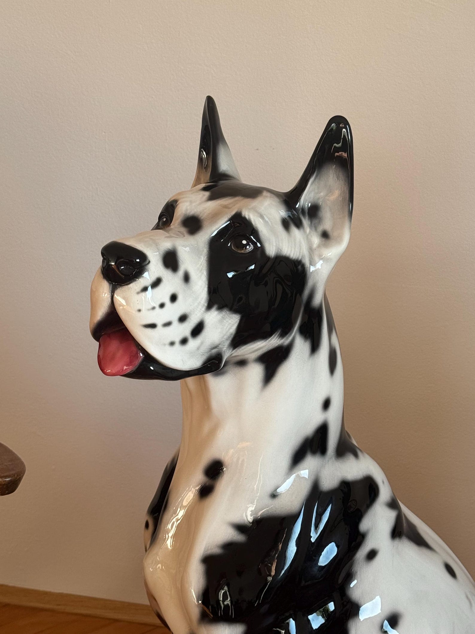 Black & White Great Dane Dog Ceramic Sculpture / Vintage Porcelanin ...