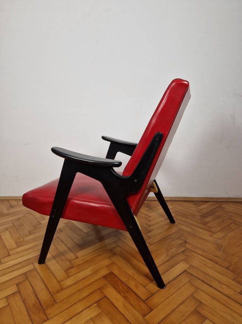 Vintage Red Meblo Armchair / Retro Lounge Armchair / - Etsy