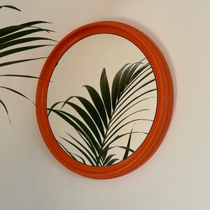 Orange Round Mirror / Vintage Circle Mirror / Mid Century Modern Wall ...