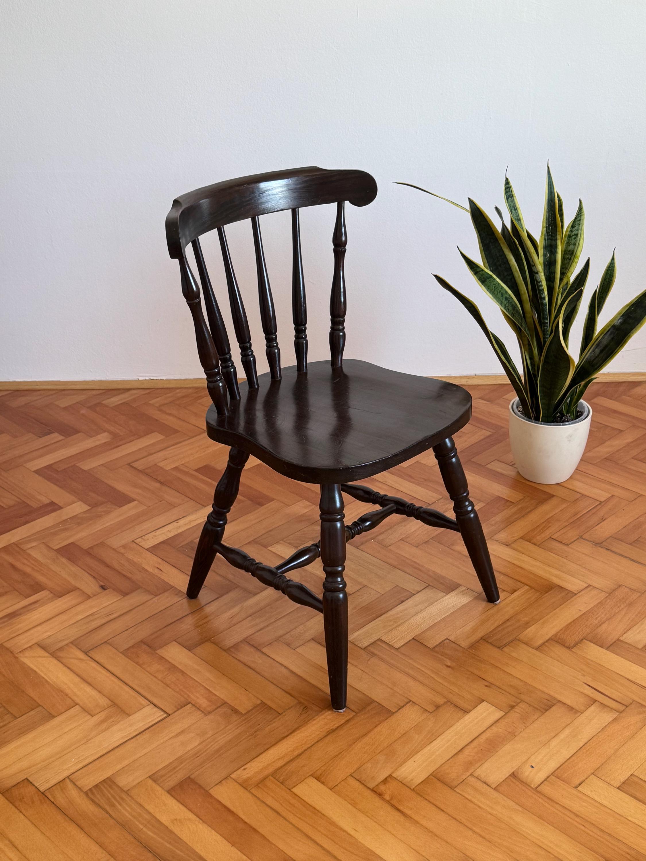 Vintage Dark Brown Wooden Dining Chair / Cottage Farmhouse Style Chair ...