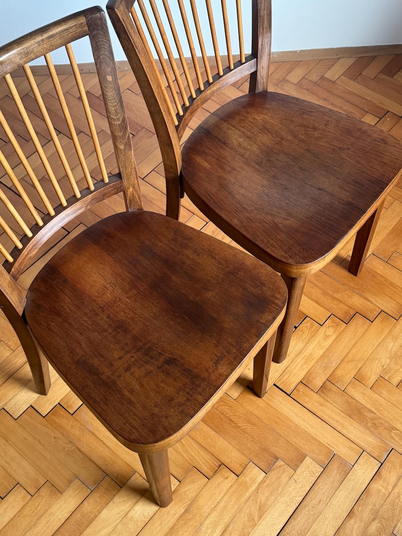 1 of 2 Rare Mid Century Light Brown Wooden Dining Chair / Rustic ...