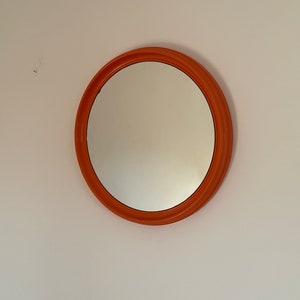 Orange Round Mirror / Vintage Circle Mirror / Mid Century Modern Wall ...