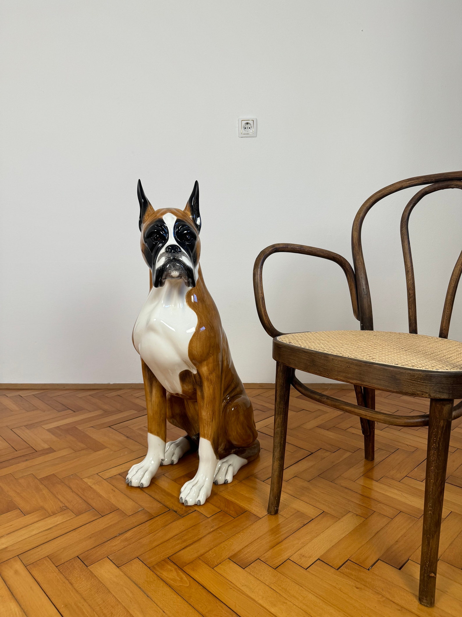 Boxer Dog Ceramic Statue / Vintage Porcelanin Life Size Dog Figurine ...