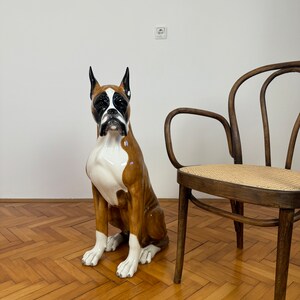 Boxer Dog Ceramic Statue / Vintage Porcelanin Life Size Dog Figurine ...