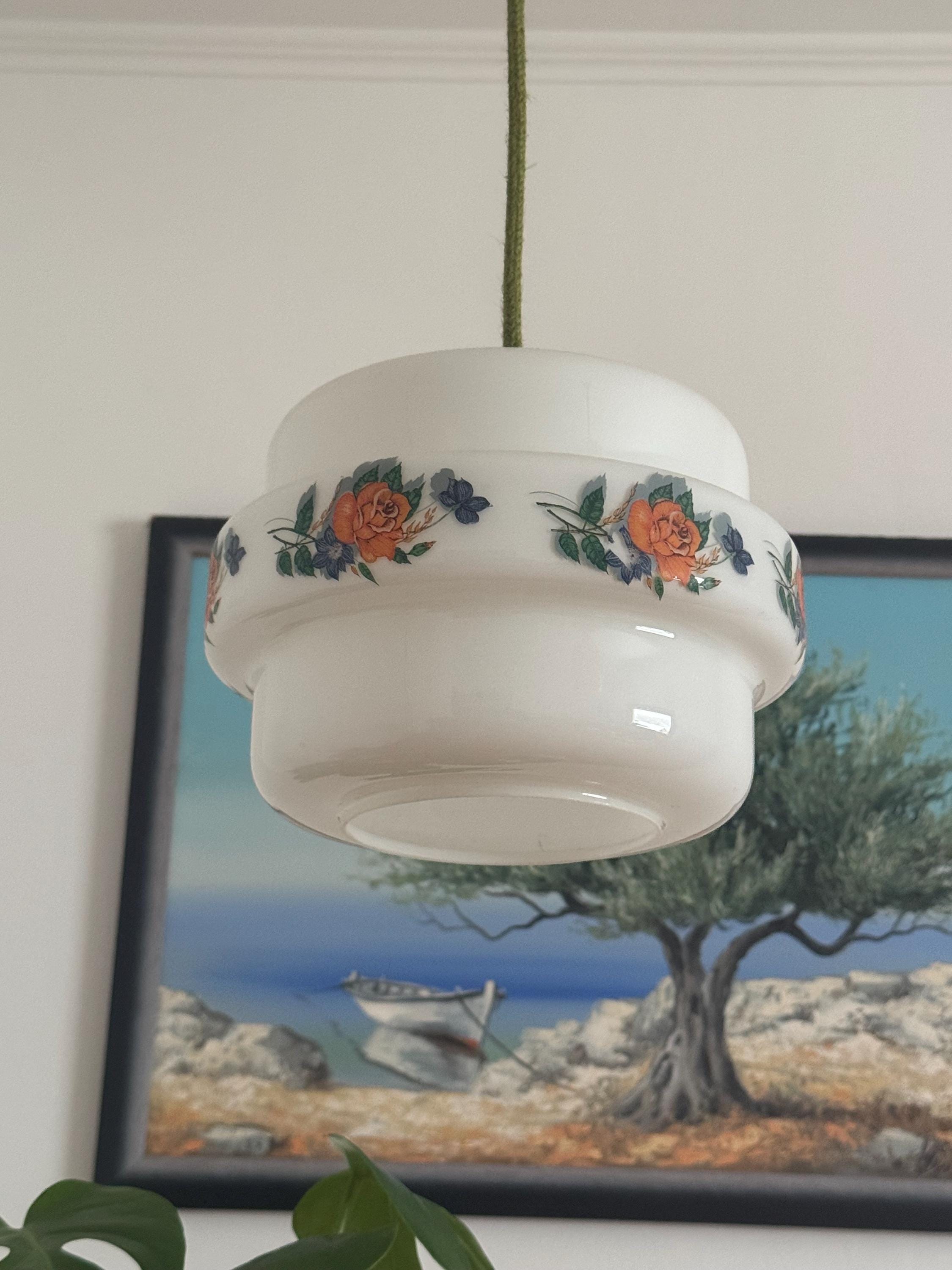 Vintage Opaline Glass Pendant Lamp / Mid-century / Yugoslavia / Retro ...