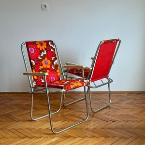 Vintage Camping Chairs Pair / Retro Picnic Chairs / Canvas Folding ...