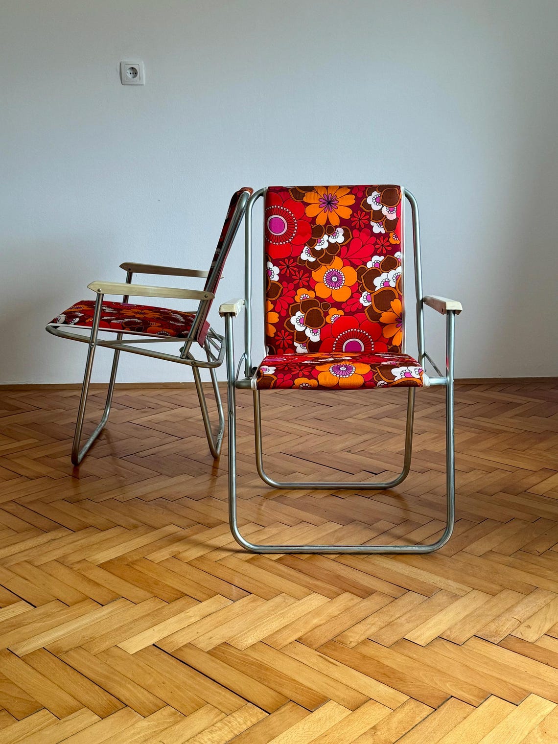 Vintage Camping Chairs Pair / Retro Picnic Chairs / Canvas Folding ...