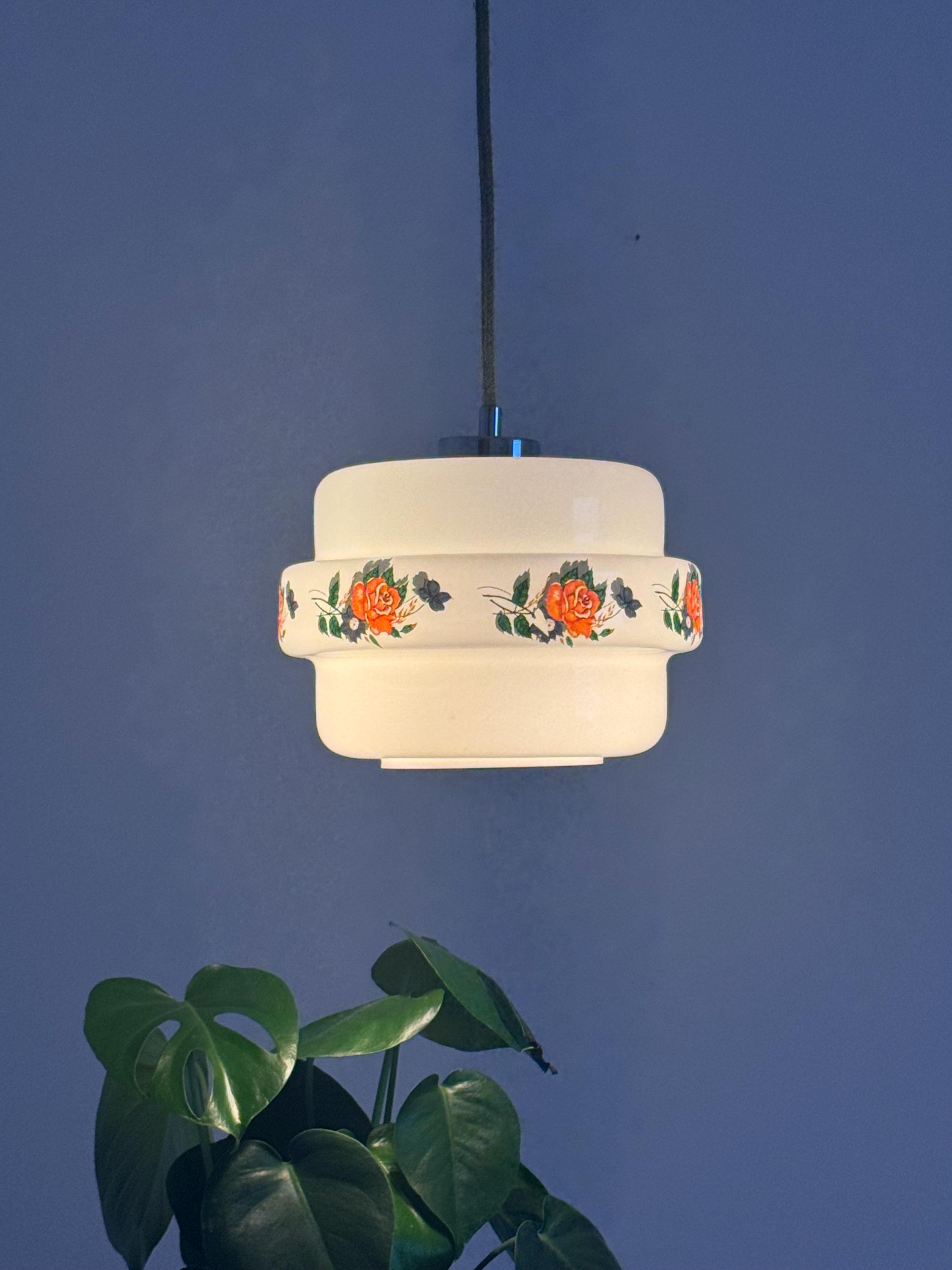 Vintage Opaline Glass Pendant Lamp / Mid-century / Yugoslavia / Retro ...