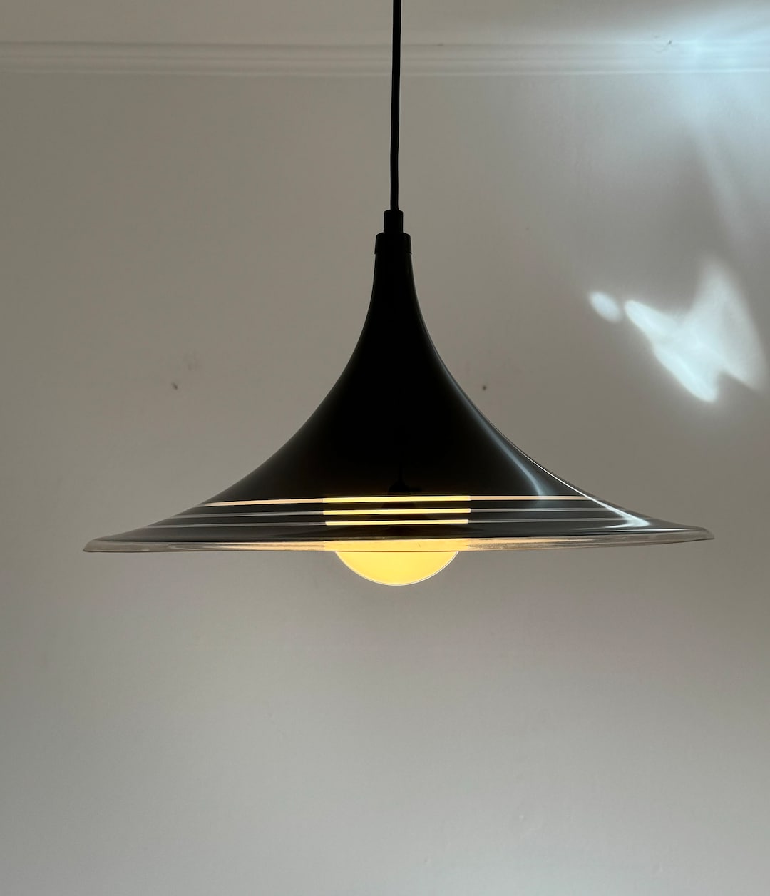 Tulip Trumpet Ceiling Light / Vintage Black Meblo Pendant Lamp ...