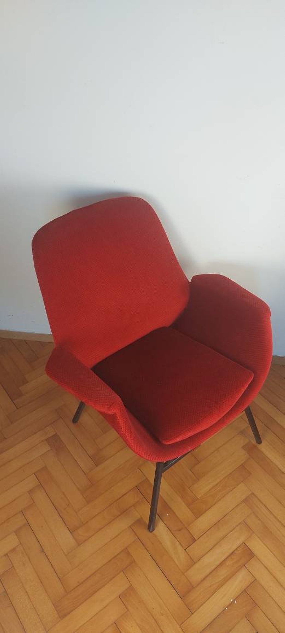Mid Century Modern Armchair / Red Fabric / Alvin Lustig Style - Etsy