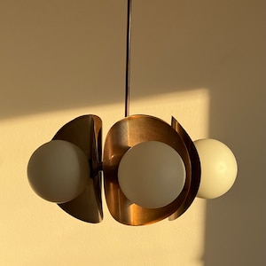 Bronze Cooper 5 Arms Sputnik Chandelier / Vintage Pendant Light ...