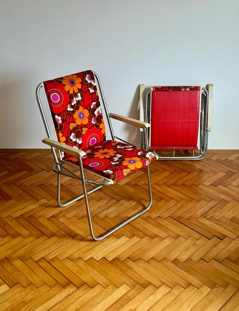Vintage Camping Chairs Pair / Retro Picnic Chairs / Canvas Folding ...