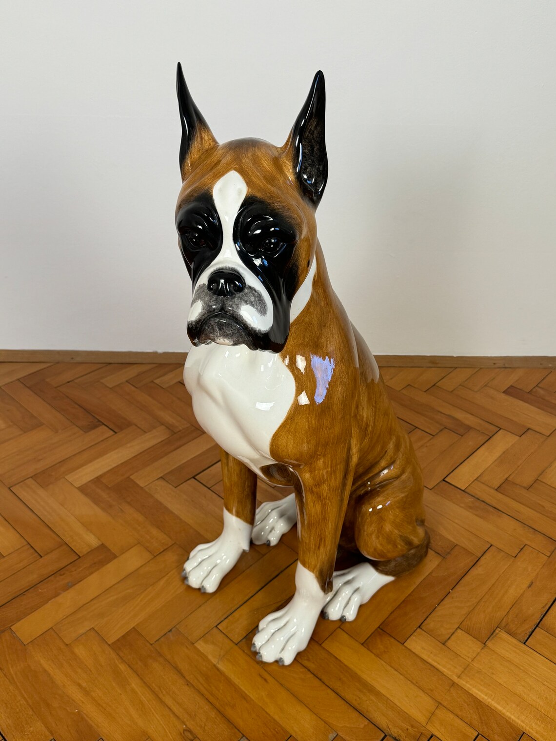 Boxer Dog Ceramic Statue / Vintage Porcelanin Life Size Dog Figurine ...