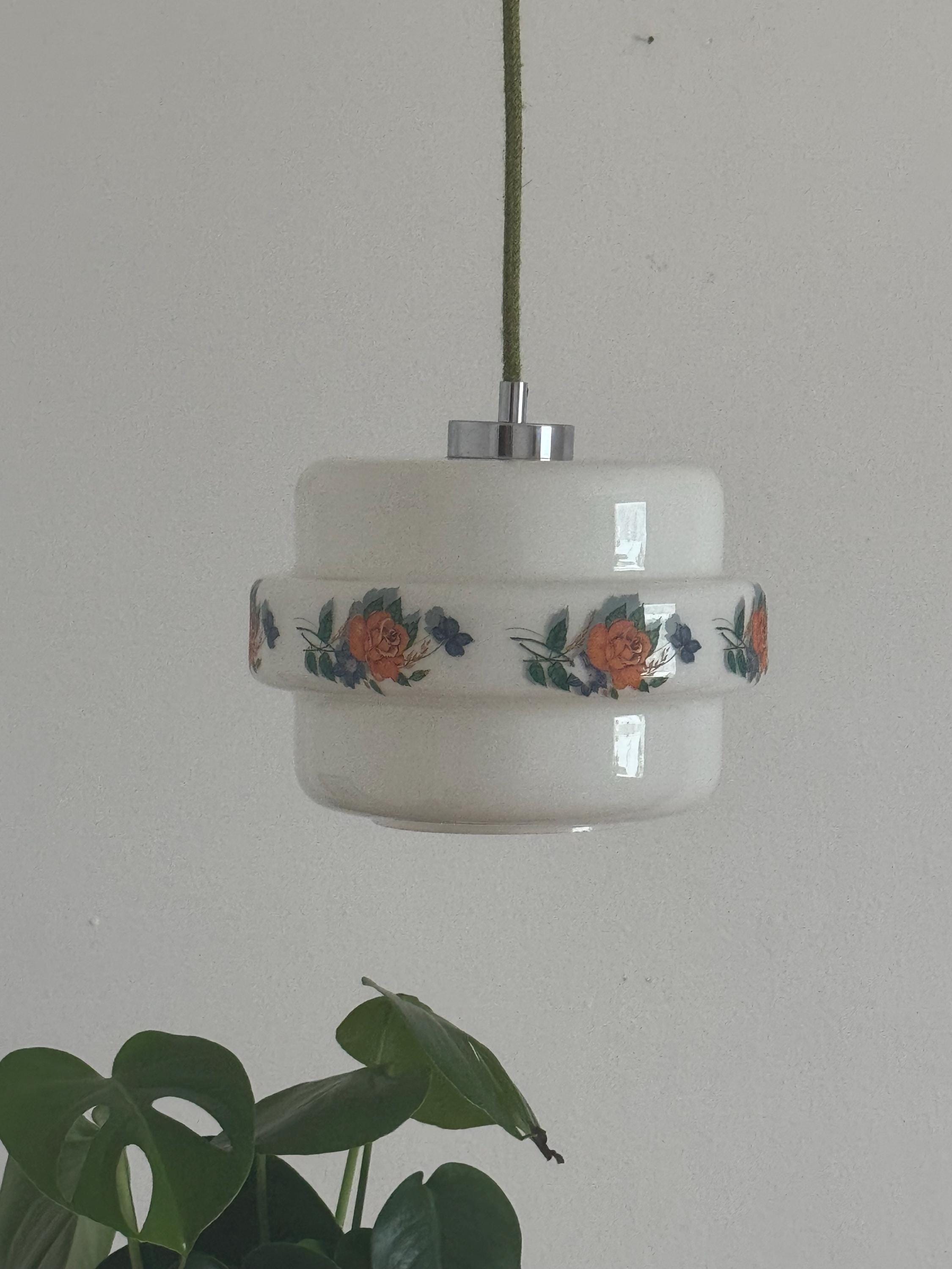 Vintage Opaline Glass Pendant Lamp / Mid-century / Yugoslavia / Retro ...