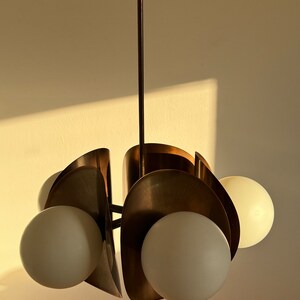 Bronze Cooper 5 Arms Sputnik Chandelier / Vintage Pendant Light ...