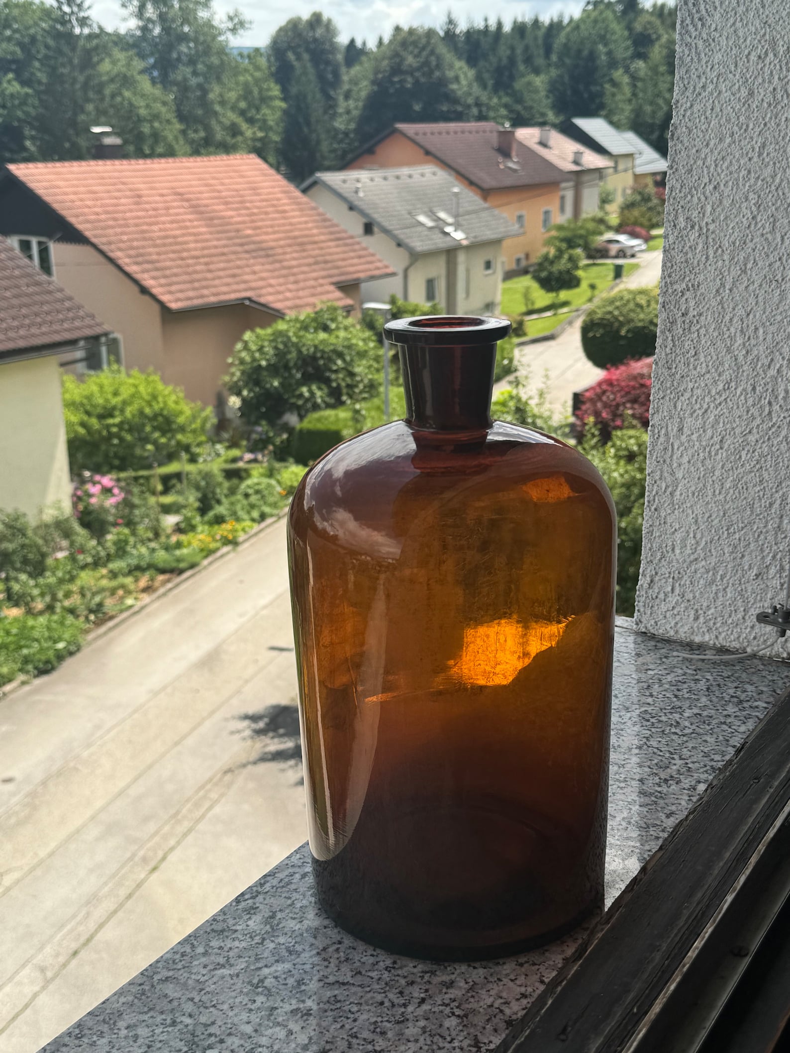 Amber Glass Apothecary Bottle XL Rare Blown Brown / Vintage Dame Jeanne ...