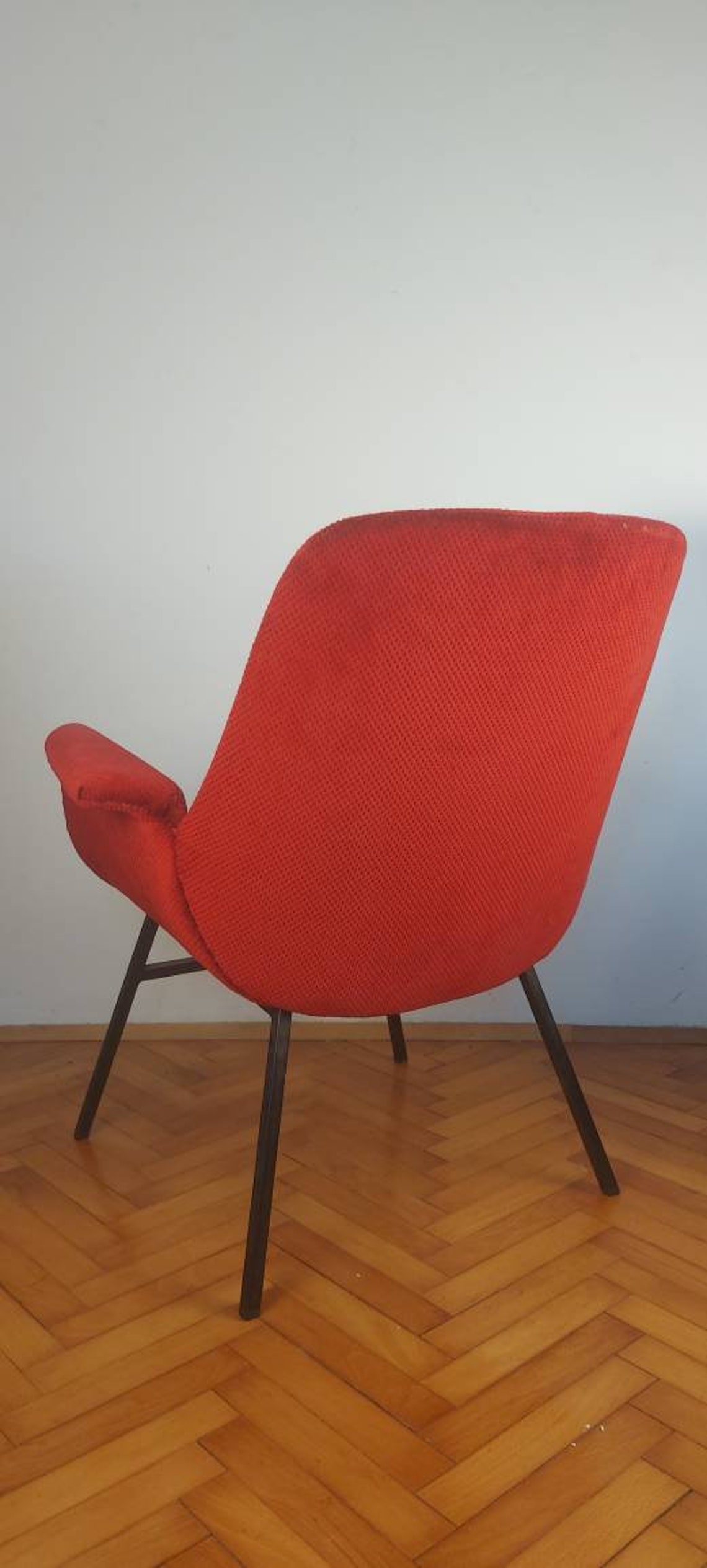 Mid Century Modern Armchair / Red Fabric / Alvin Lustig Style - Etsy