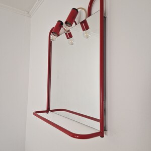 Red Square Mirror With Lights / Wall Vintage Makeup Mirror / Mid ...