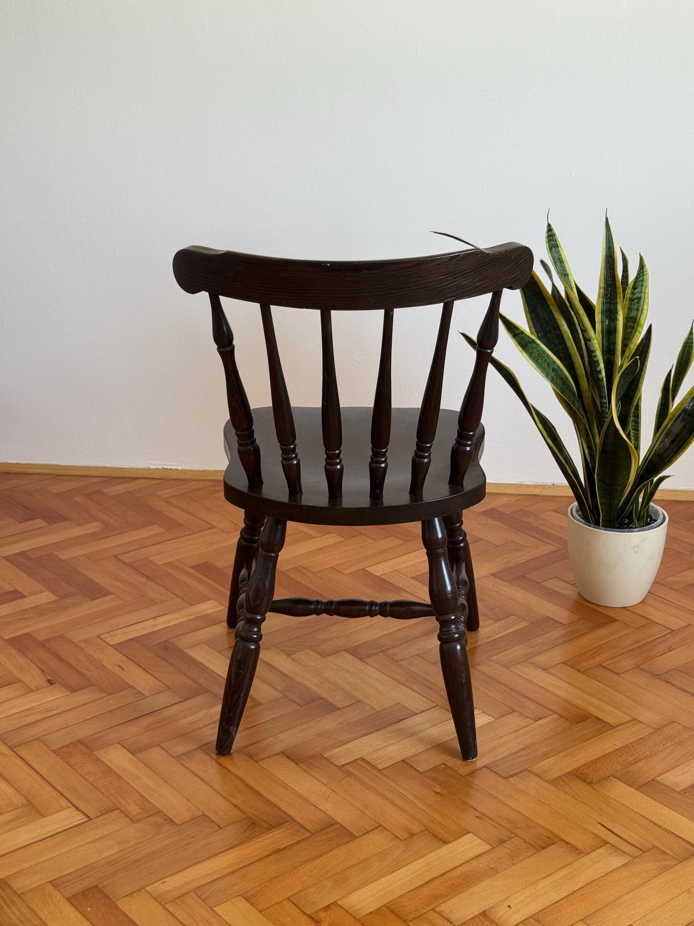 Vintage Dark Brown Wooden Dining Chair / Cottage Farmhouse Style Chair ...