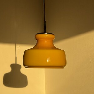 Yellow Glass Vintage Pendant Lamp / Mid-century Ceiling Light / Retro ...