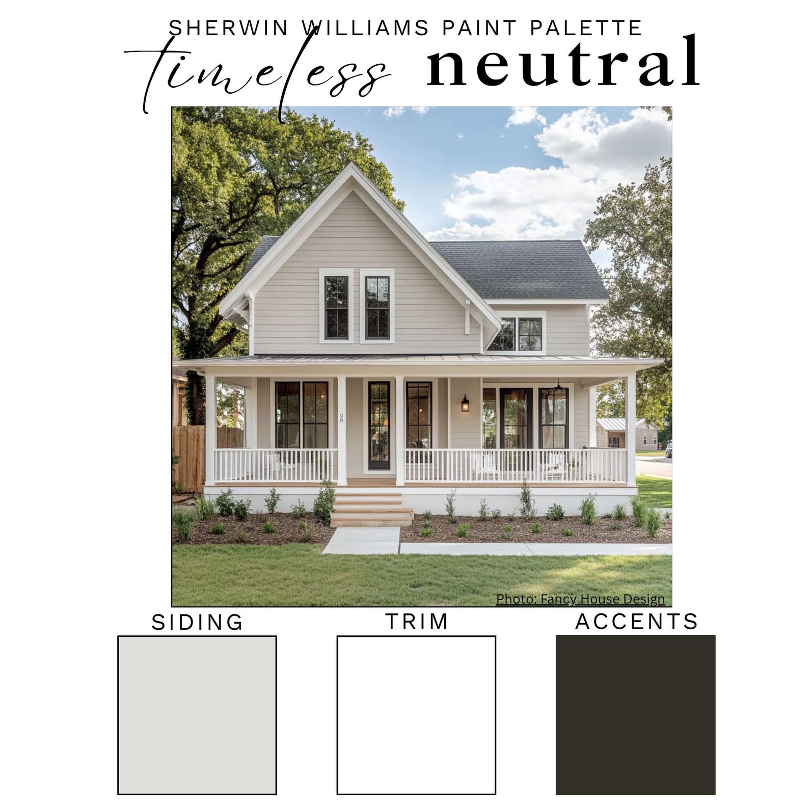 Timeless Neutral EXTERIOR Paint Color Palette: Siding, Trim, Doors ...
