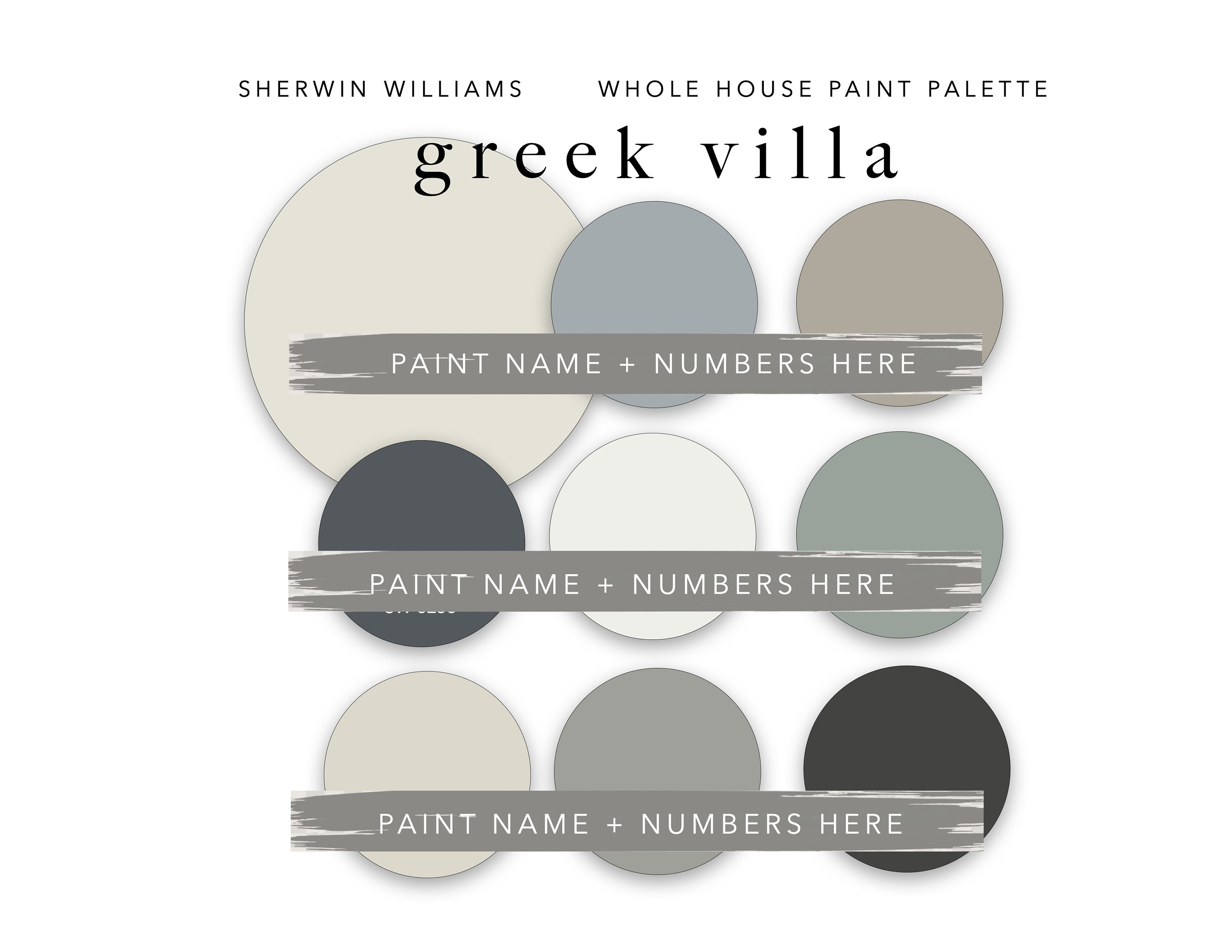 GREEK VILLA Whole Home Paint Color Palette, Sherwin Williams, Interior ...