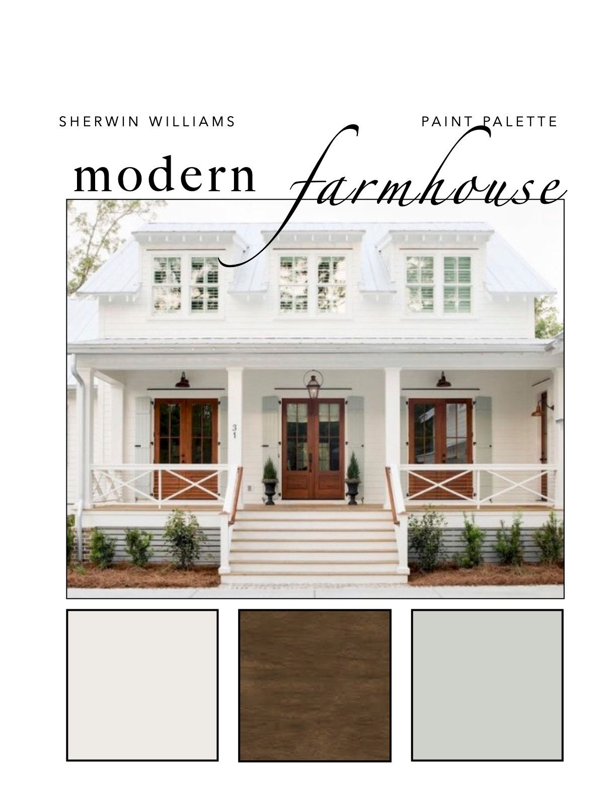 Modern Farmhouse EXTERIOR Paint Color Palette | Etsy