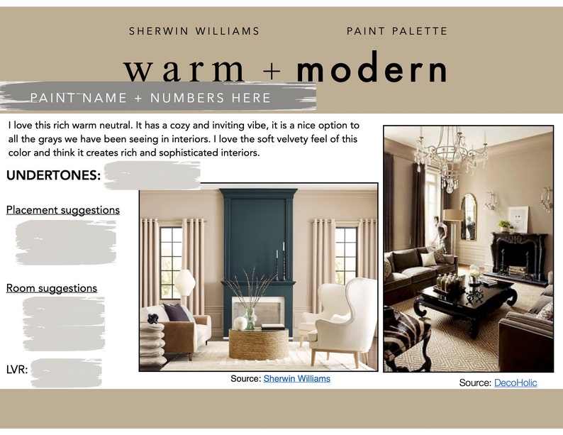 Warm Modern Paint Color Palette: Sherwin Williams Whole Home Interior ...