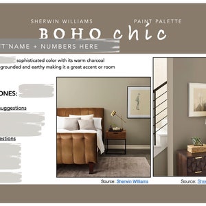 Boho Chic Paint Color Palette: Sherwin Williams Whole Home Interior ...