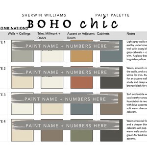 Boho Chic Paint Color Palette: Sherwin Williams Whole Home Interior ...
