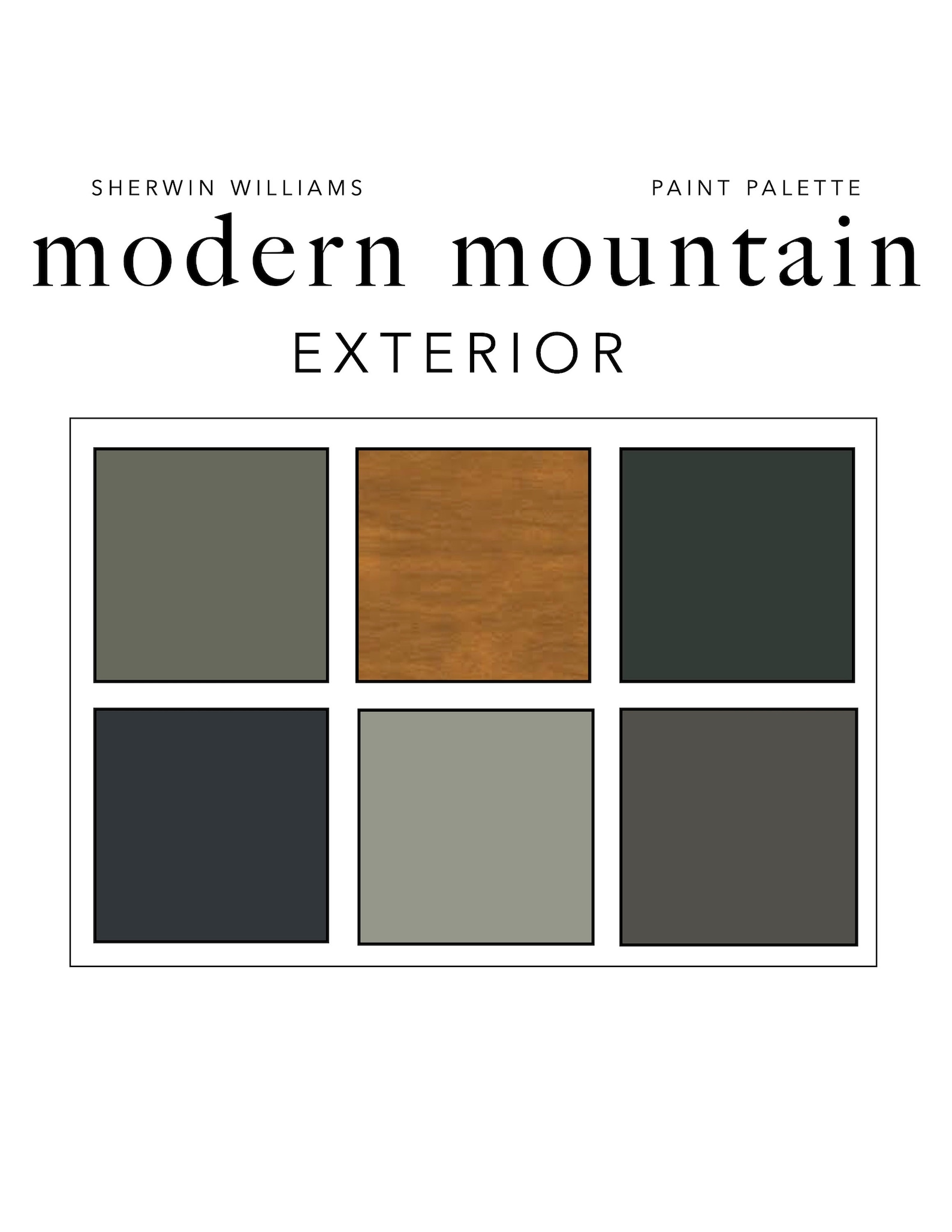 Modern MOUNTAIN EXTERIOR Paint Color Palette: Siding, Trim, Doors ...