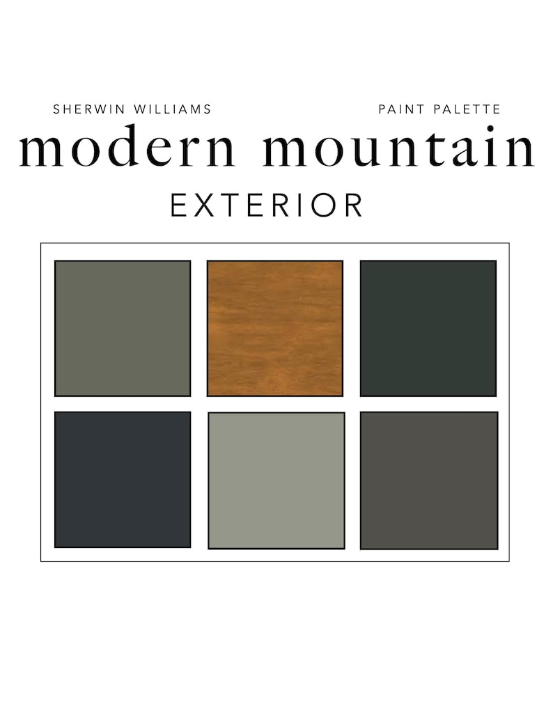 Modern MOUNTAIN EXTERIOR Paint Color Palette: Siding, Trim, Doors ...