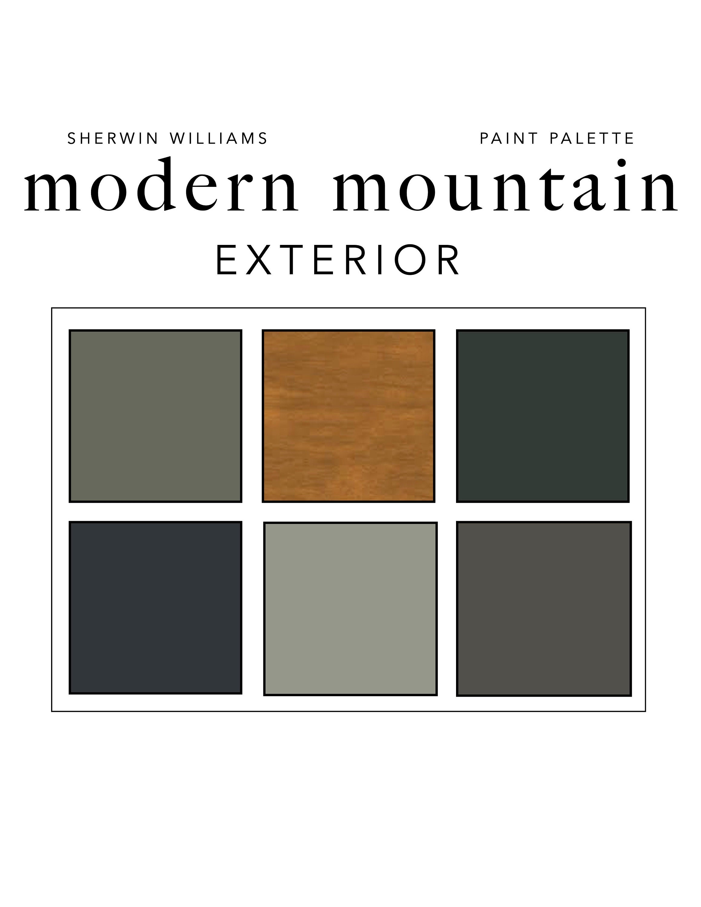 Modern MOUNTAIN EXTERIOR Paint Color Palette: Siding, Trim, Doors ...