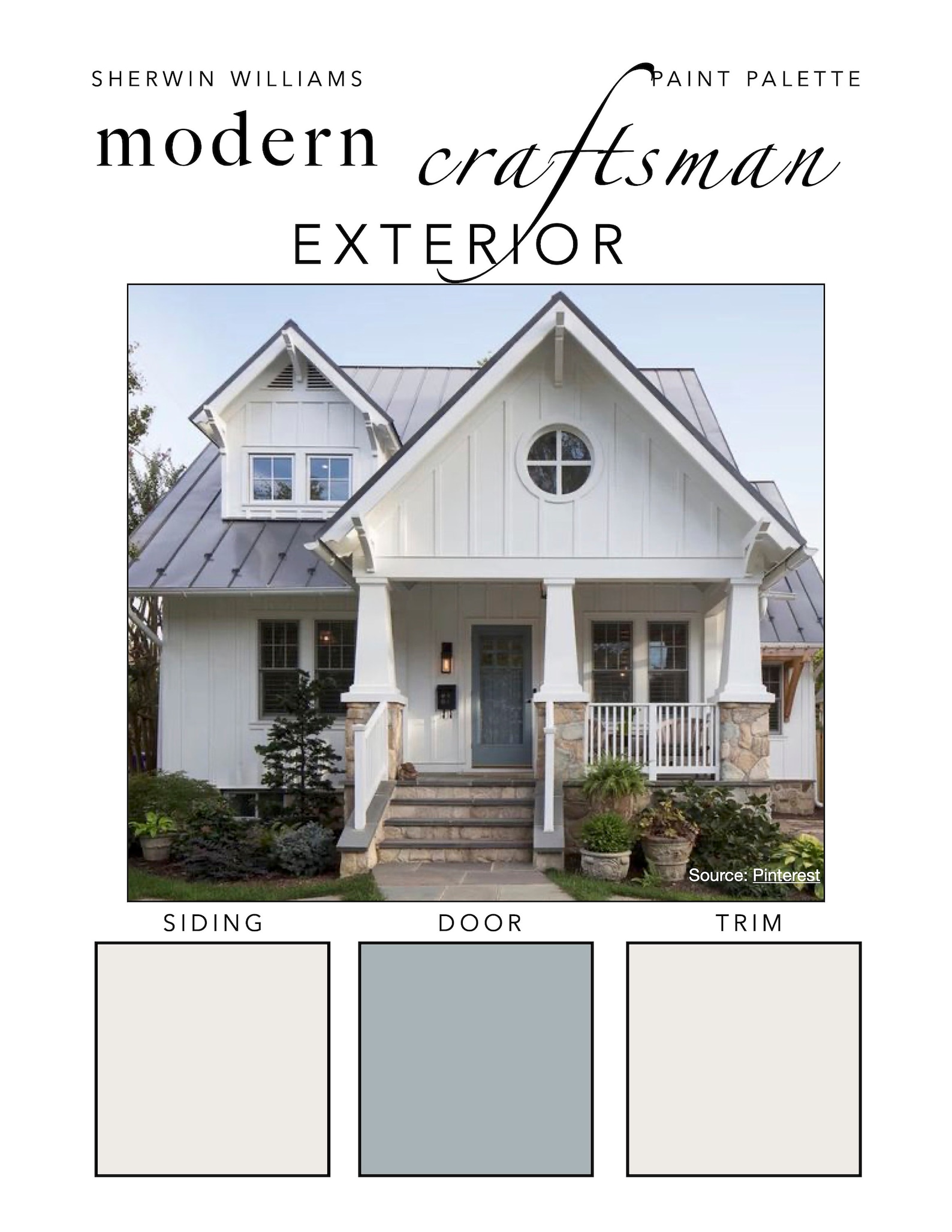 Modern CRAFTSMAN EXTERIOR Paint Color Palette: Siding, Trim, Doors ...