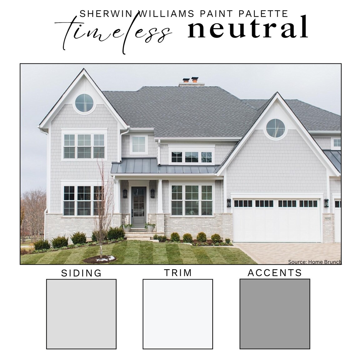 Timeless Neutral EXTERIOR Paint Color Palette: Siding, Trim, Doors ...