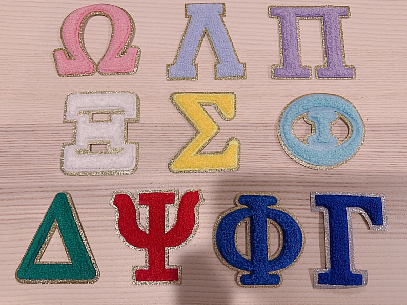 3 Inch Chenille Greek Letters: Glitter Sorority Iron on Patch - Etsy
