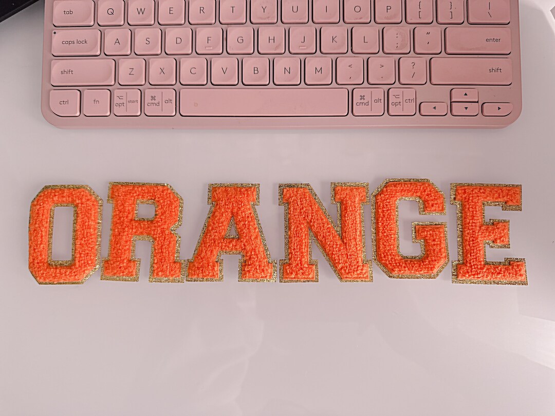ORANGE Letters | 2.35inch Chenille Letters | Chenille Letters | Iron on ...