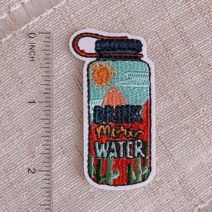 Drink More Water Patch Iron on Patch Water Bottle Patch - Etsy UK