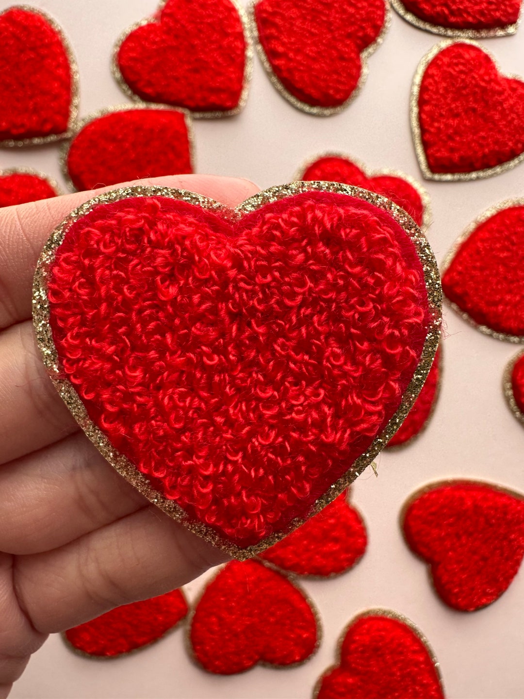 Self-adhesive Chenille Heart | Chenille Patch | Stick on Patches | Personalized Gifts| Patch for ...