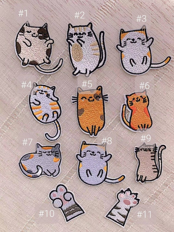 Cat Patch Iron on Patch Cute Patch Embroidered Cat Iron on - Etsy