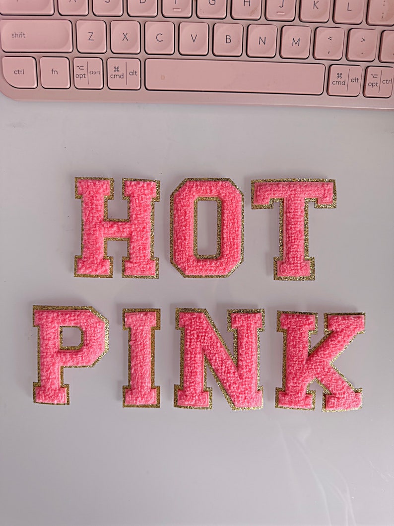 HOT PINK Chenille Letters Chenille Patches Chenille - Etsy