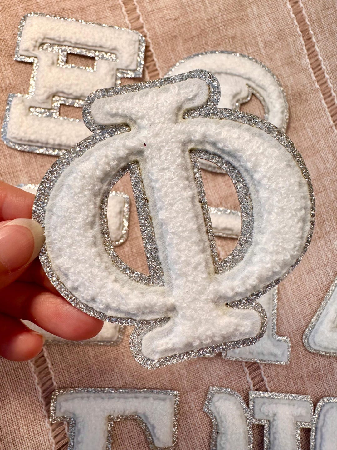 3 Inch Glitter Chenille Greek Letters - Iron on Sorority Patch - Etsy