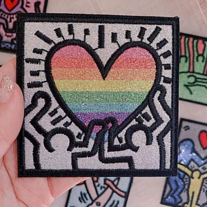 Keith Haring Style Patch: Embroidered Art, Love & Liberty (iron On) - Etsy